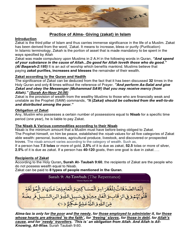 Zakat - Third Pillar of Islam | PDF | Religious Faiths | Semitic Words And Phrases