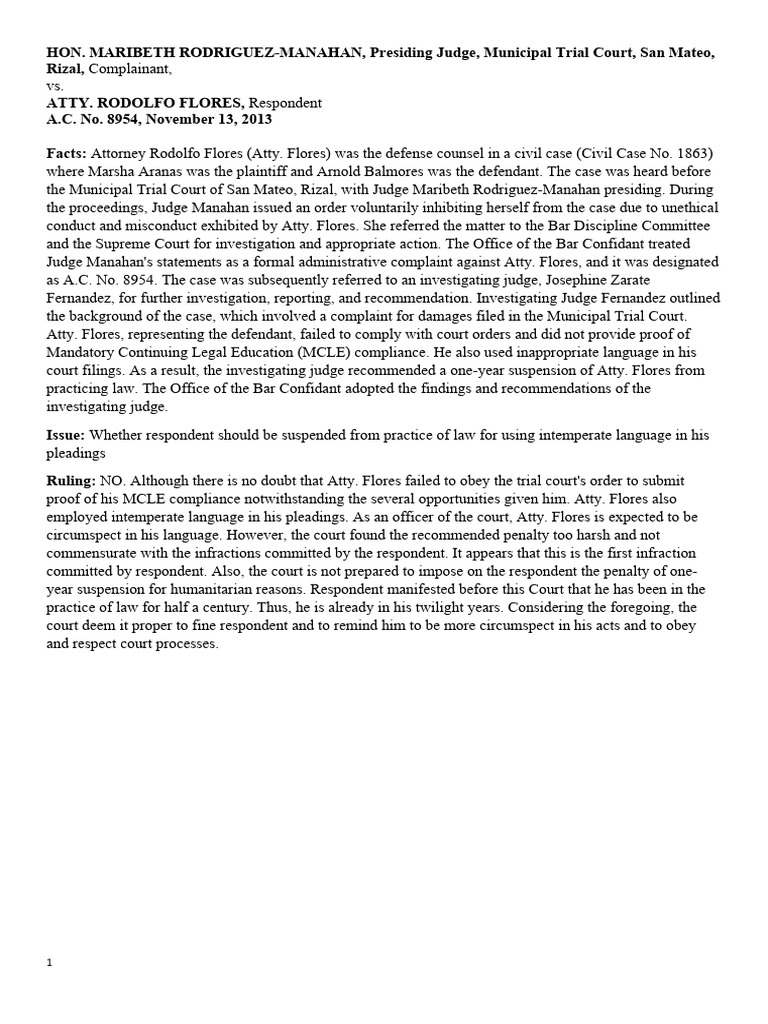 Atty. Rodolfo Flores: Disciplinary Case Outcome | PDF | Lawsuit | Complaint