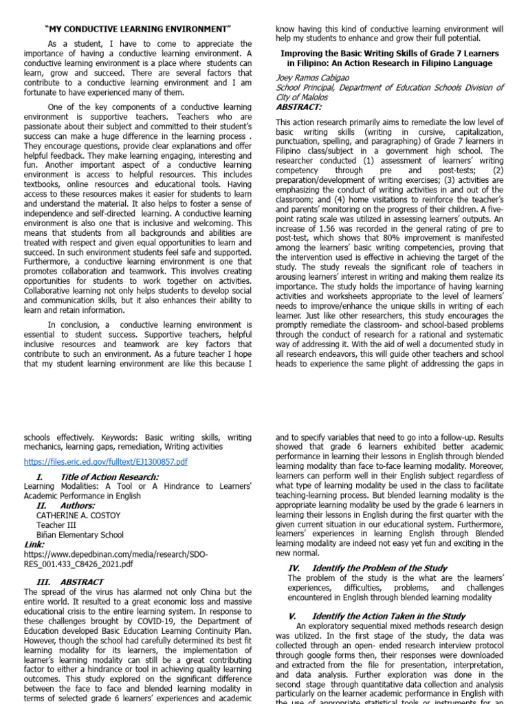 My Conductive Learning Environment | PDF | Learning | Teachers