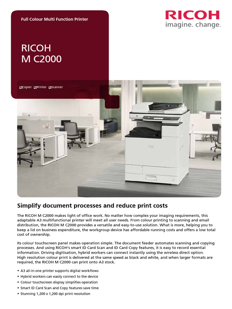 RICOH M C2000 Brochure | PDF | Image Scanner | Printer (Computing)