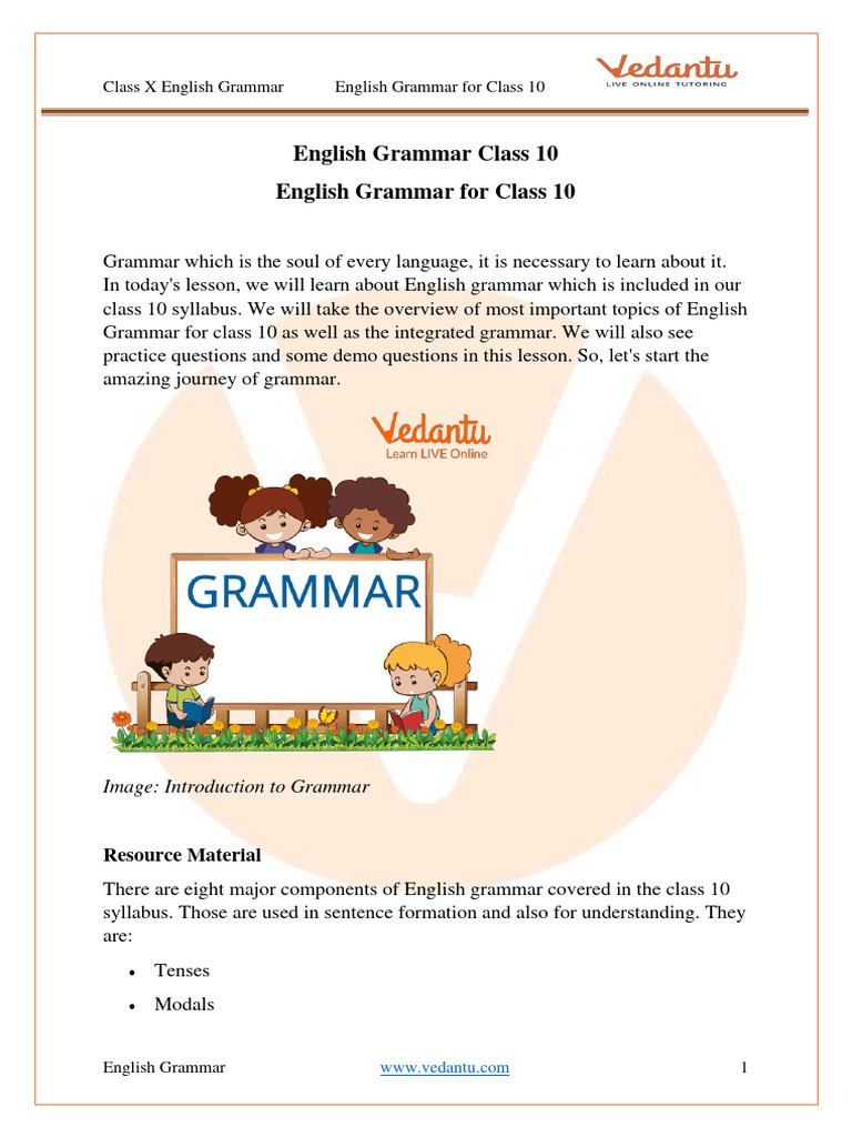 Class 10 English Grammar Overview | PDF | Verb | English Grammar