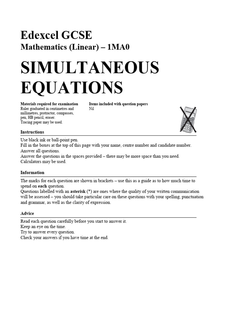 87 Simultaneous Equations PDF | PDF | Mathematics