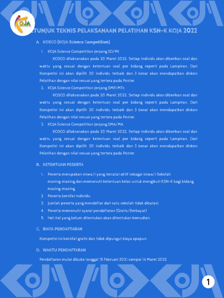 Panduan KSN-K KOJA 2022: Pendaftaran & Lomba | PDF | Seni