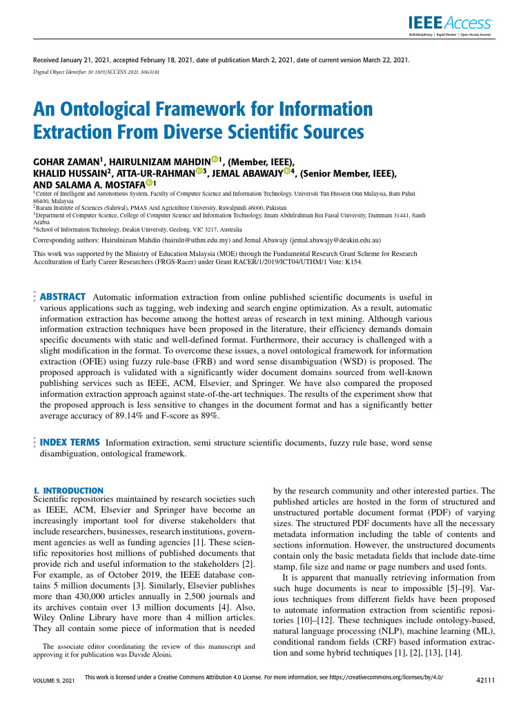 An Ontological Framework For Information Extraction From