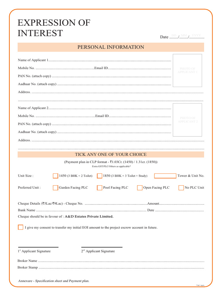 EOI Form - Sector-83- Project | PDF | Tile | Sink