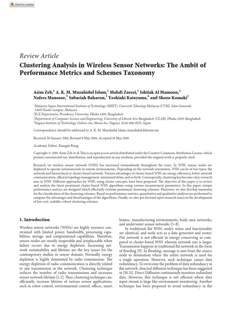 2019 Clustering Analysis In Wireless Sensor Networks The Ambit Of Pdf Wireless Sensor
