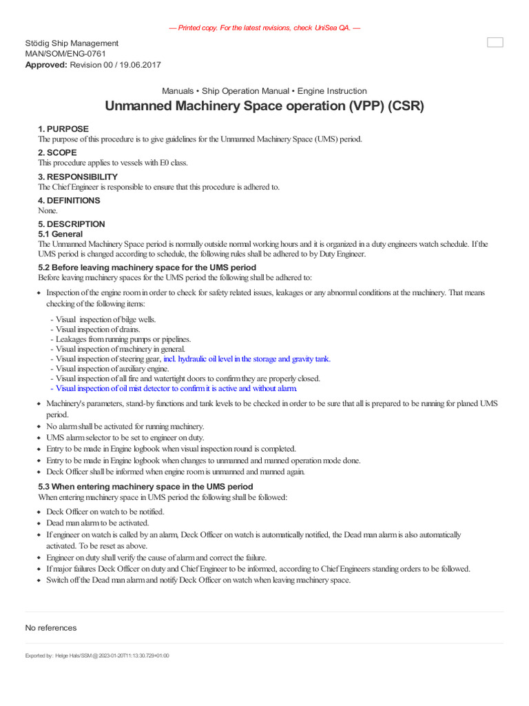 Unmanned Machinery Space Operation | PDF | Shipping