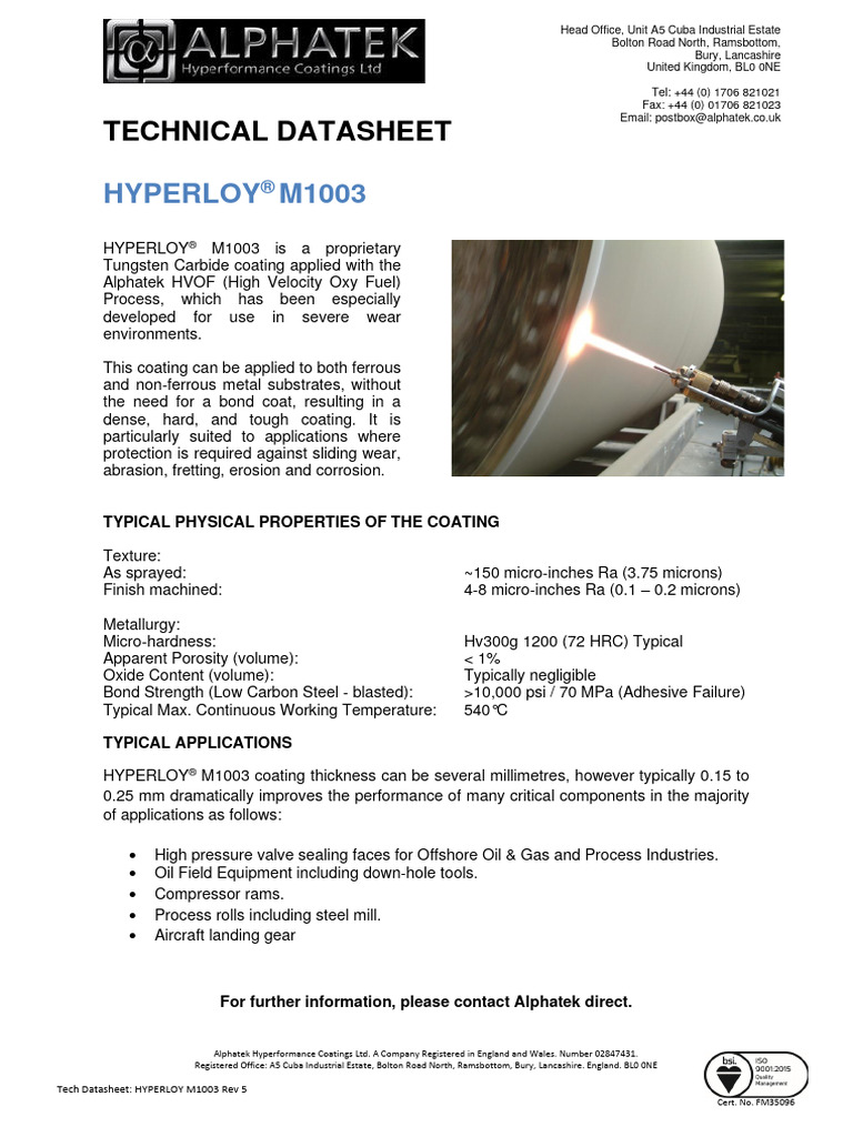 TECHNICAL DATASHEET HYPERLOY M1003 Rev 5 | PDF | Procedural Knowledge ...