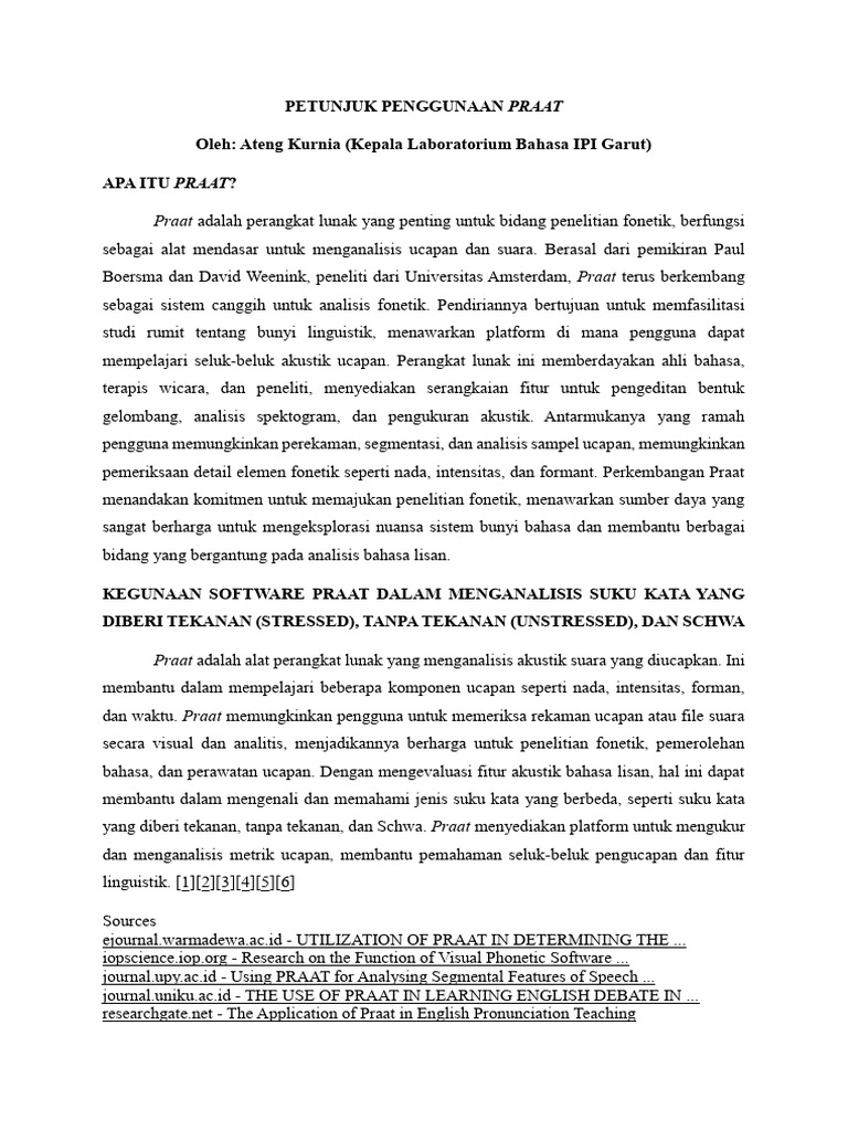 Petunjuk Penggunaan Praat | PDF