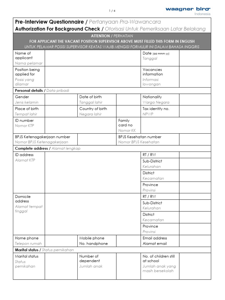 Pre-Interview Form | PDF