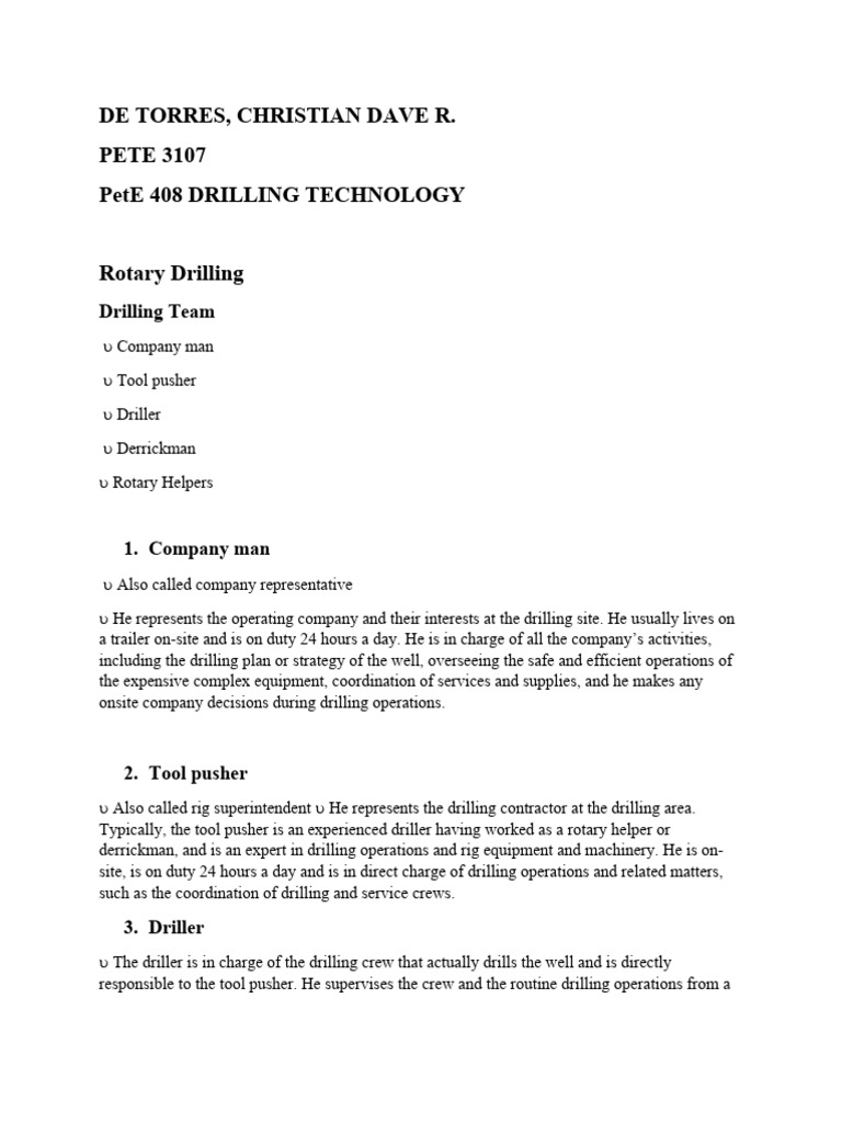 Drilling Team and Rigs Hehehe | PDF | Drilling Rig