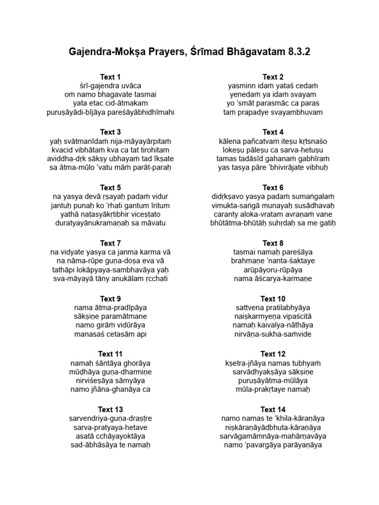 Gajendra Moksha Prayers | PDF | Ancient Indian Literature | Hindu Texts