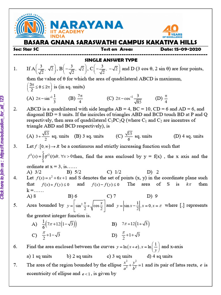 Areas Heavy DPP | PDF | Mathematical Objects | Elementary Mathematics