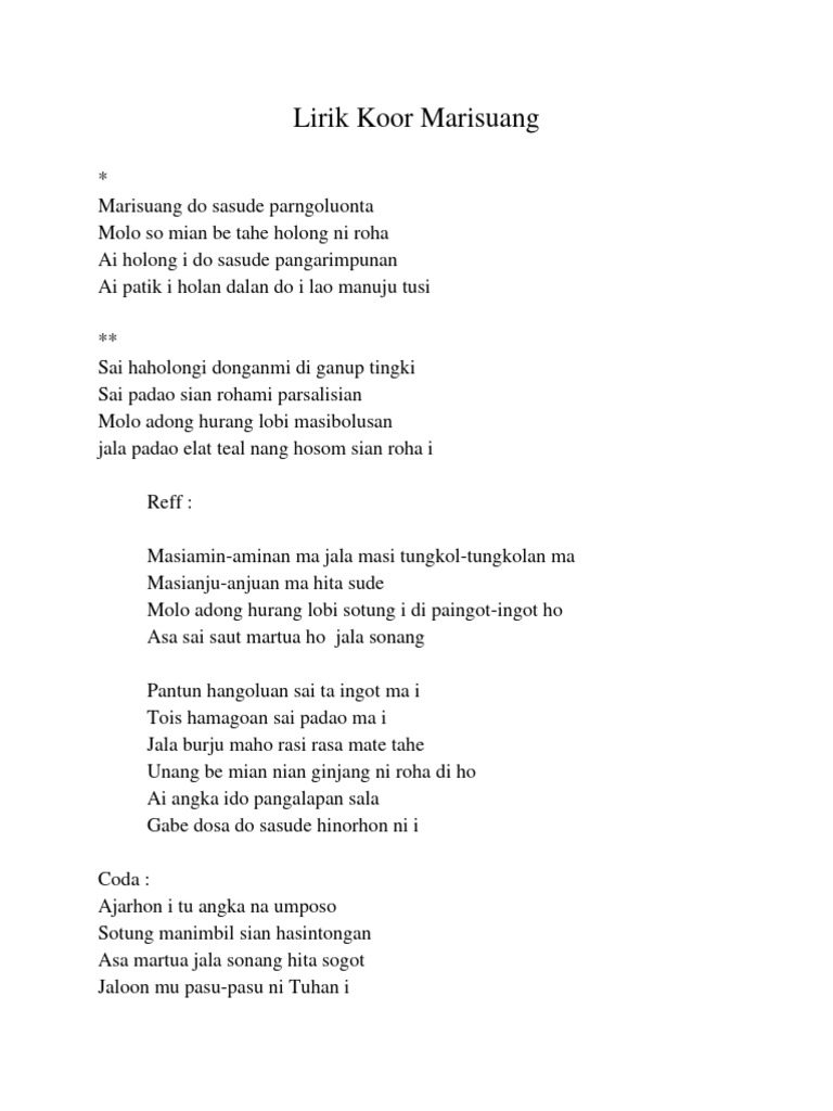 Lirik Koor Marisuang | PDF
