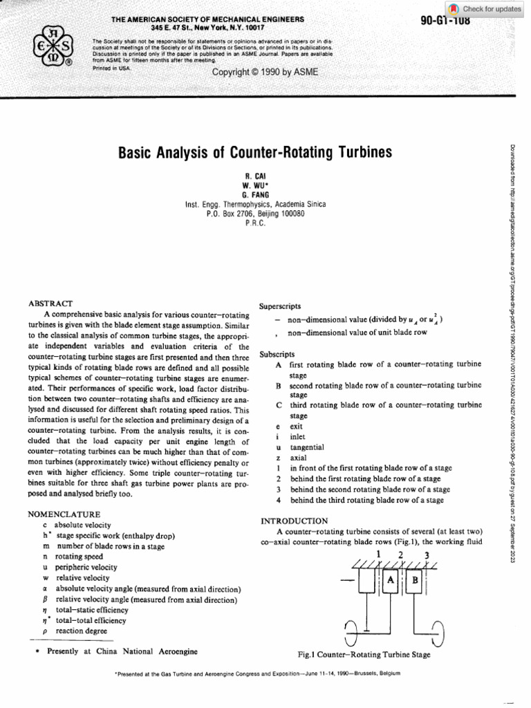 Basic Analysis of Counter Rotating Turbine | PDF | Turbine | Chemical ...