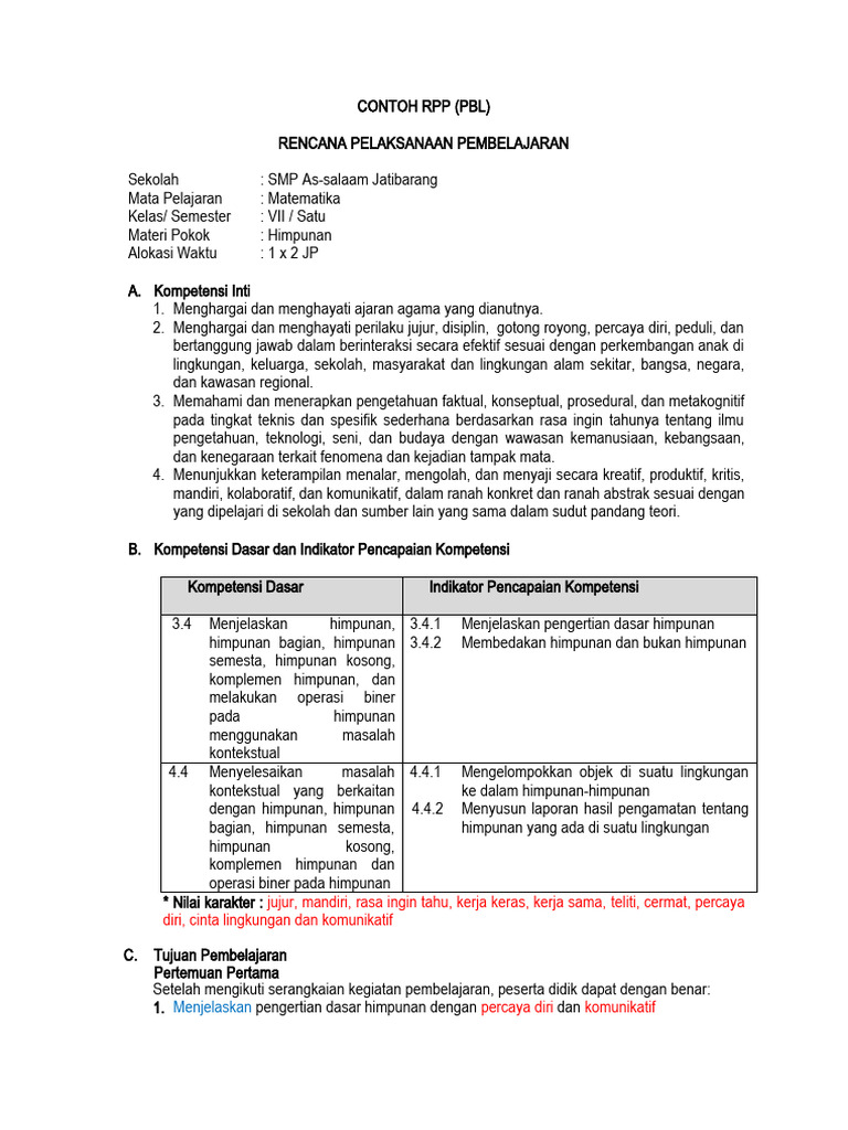 CONTOH RPP Matematika (Peer Teaching) | PDF