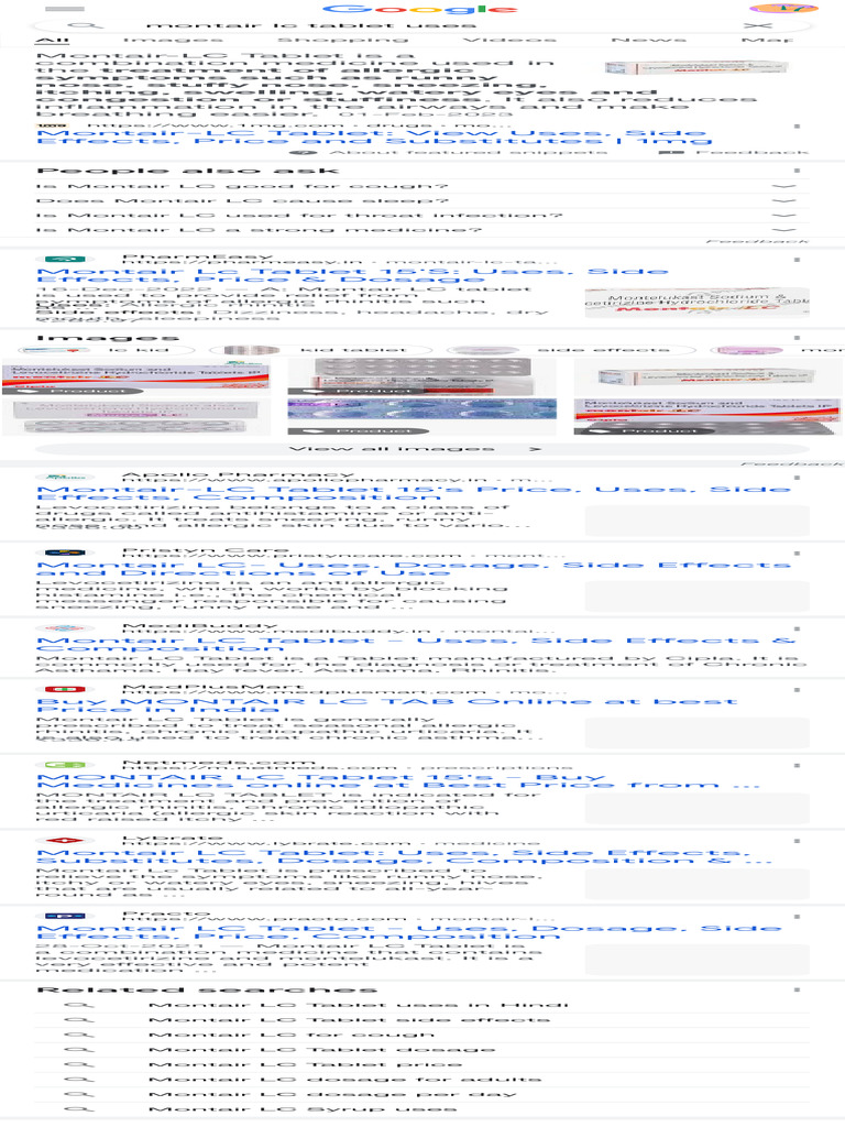 Montair LC Tablet Uses - Google Search | PDF | Medicine | Drugs