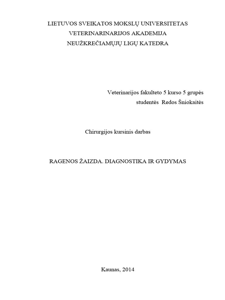 Ragenos Zaizda. Diagnostika Ir Gydymas | PDF