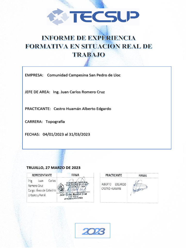 Informe de Practica - Tecsup | Descargar gratis PDF | Topografía