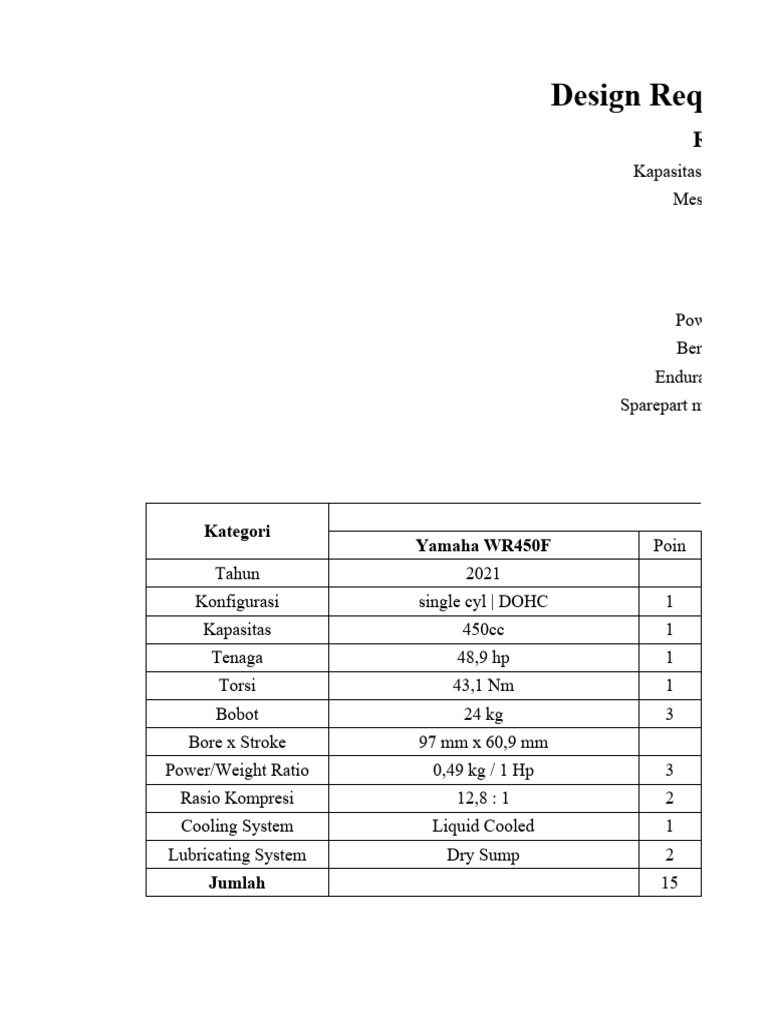 Design Requirement Objective | PDF | Piston | Systems Engineering