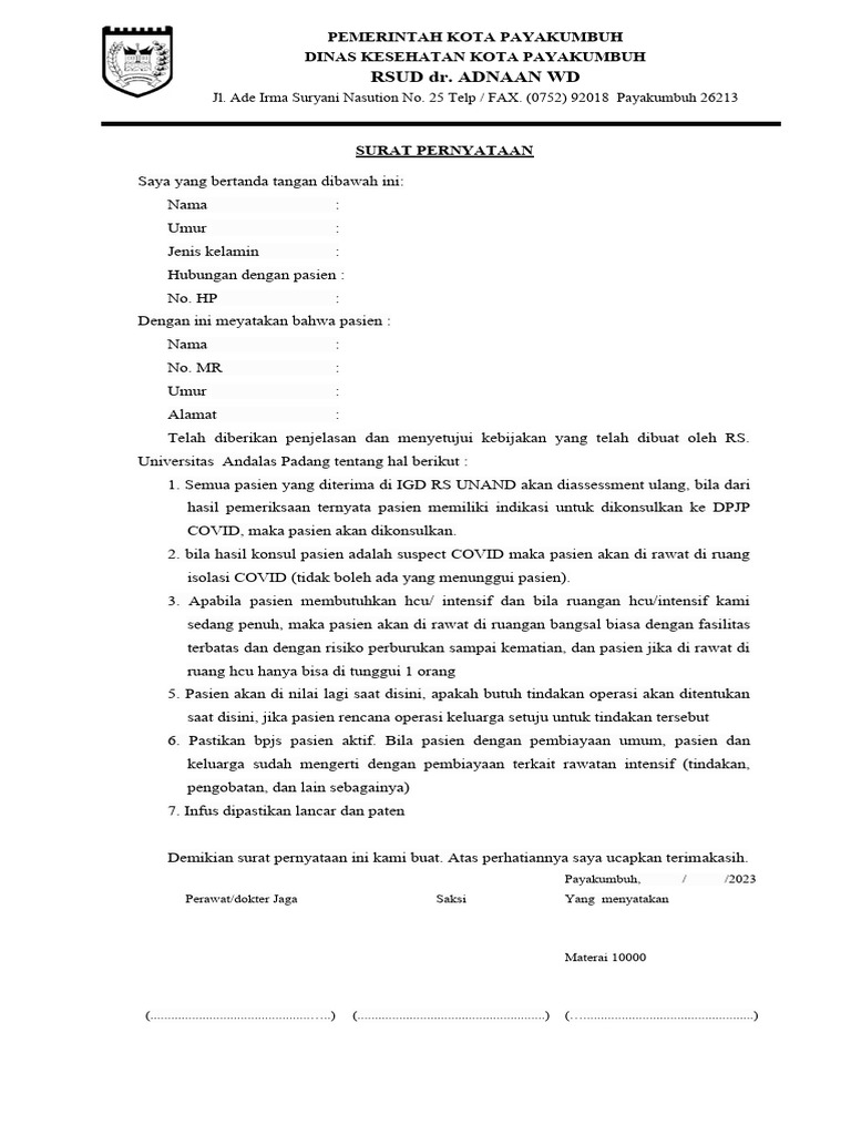 SURAT PERNYATAAN UNIVERSITAS ANDALAS | PDF SURAT PERNYATAAN UNIVERSITAS ANDALAS | PDF