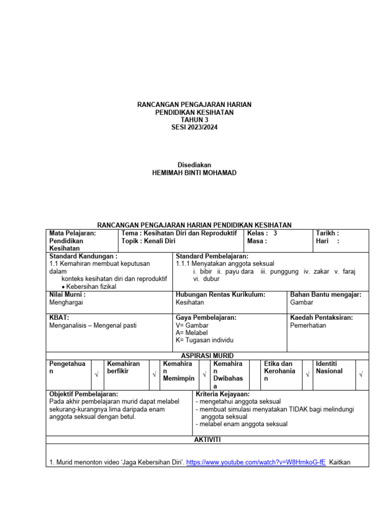 RPH PK T3 | PDF | Karier & Perkembangan