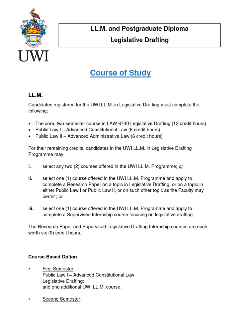 LL.M. Legislative Drafting Guide | PDF | Course Credit | Postgraduate Education