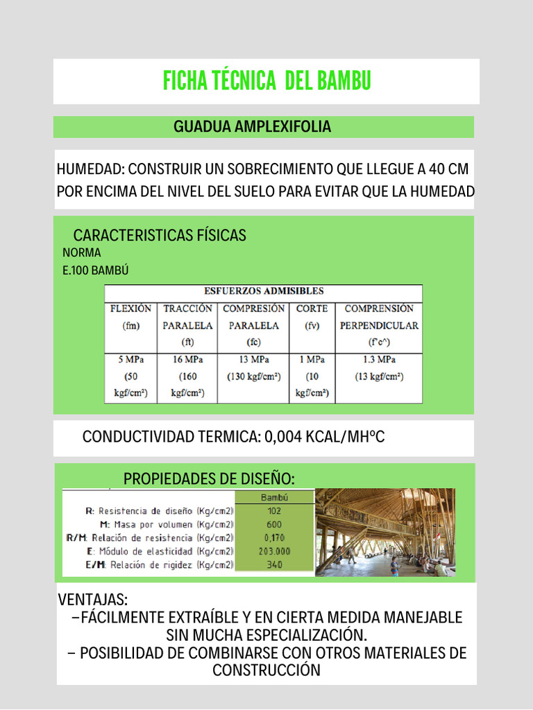 Ficha Técnica del Bambú y sus Propiedades | PDF