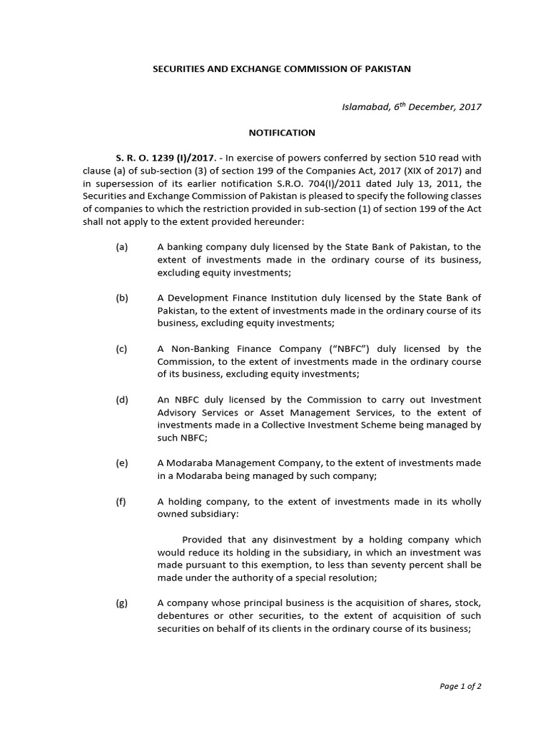 Exemption Related Notification | PDF | Non Bank Financial Institution ...