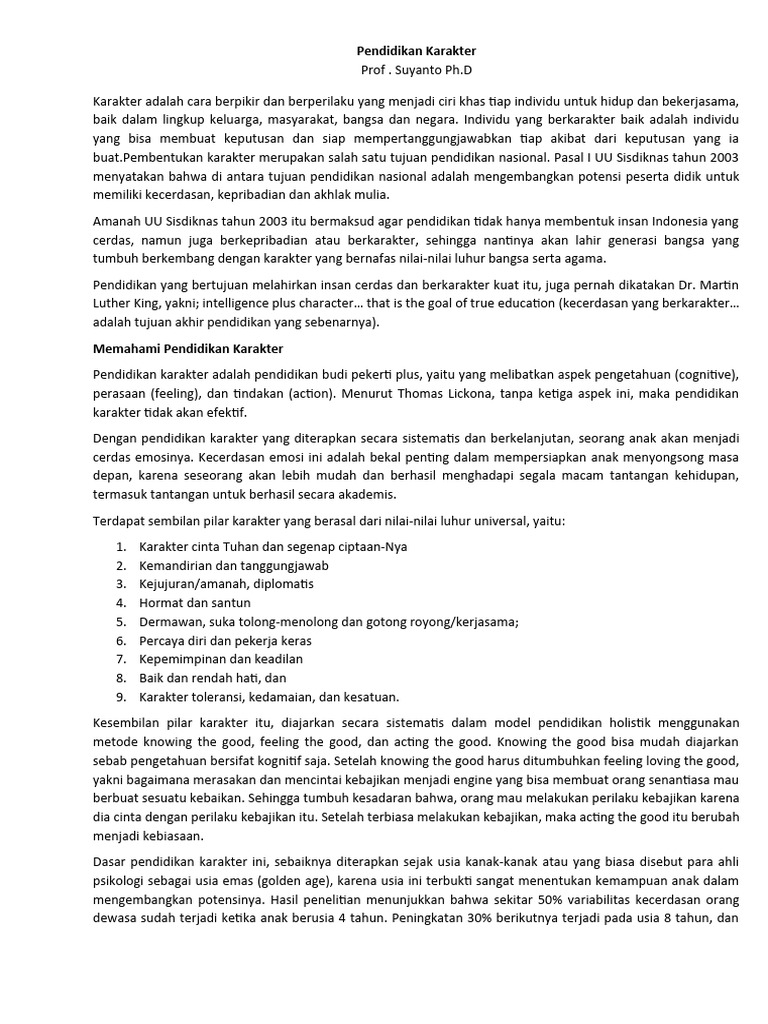 Pendidikan Karakter | PDF