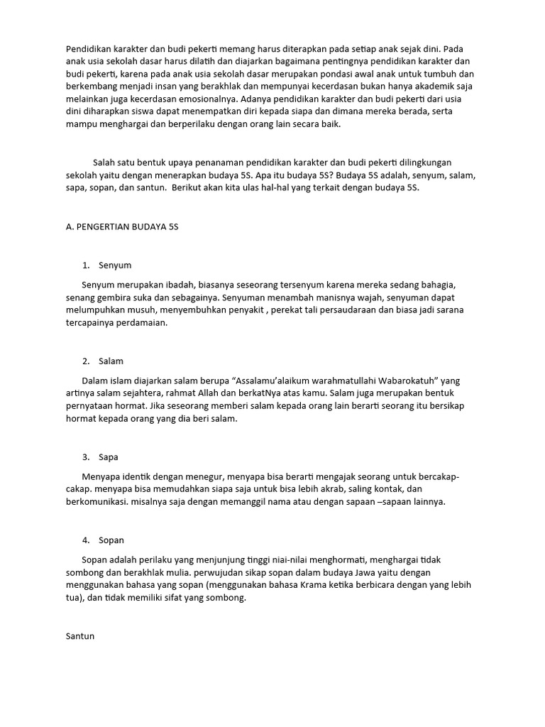 mATERI bUDAYA sEKOLAH 5S | PDF