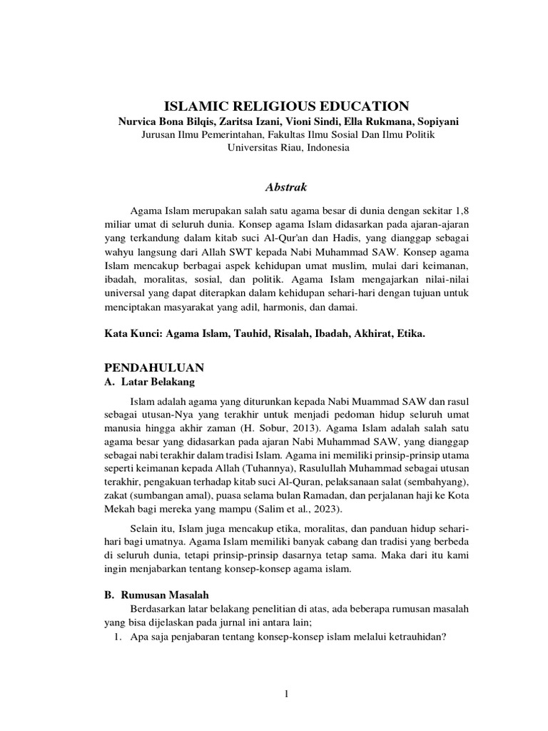 Islamic Religious Education | PDF