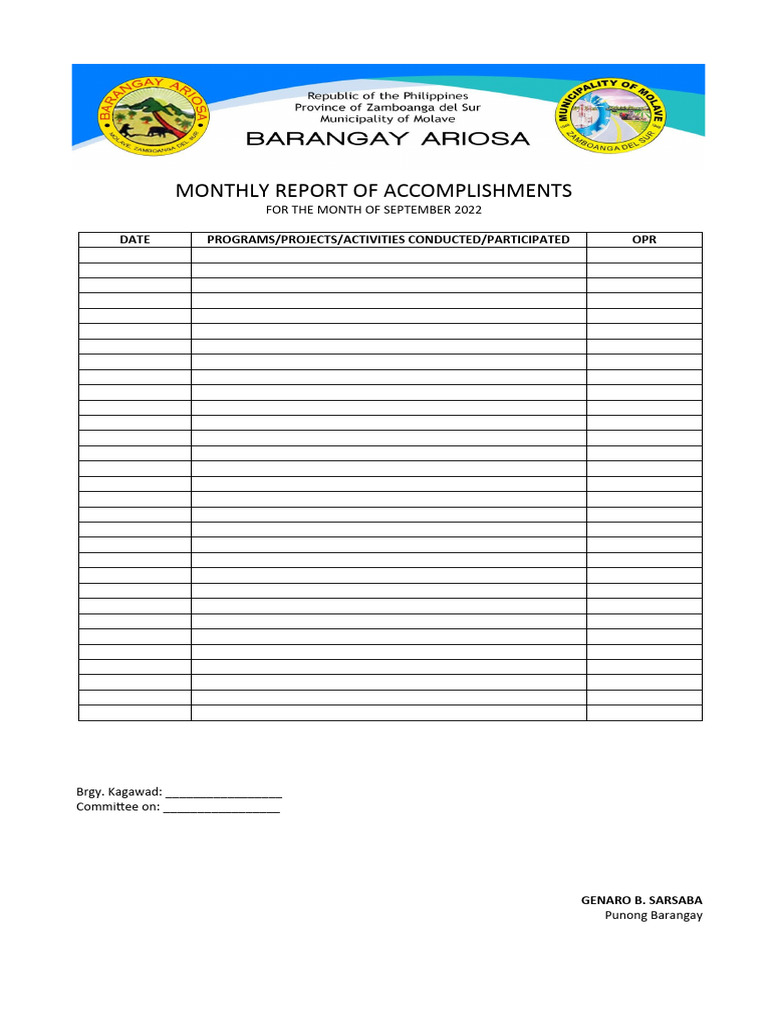 Accomplishment-Kagawad | PDF