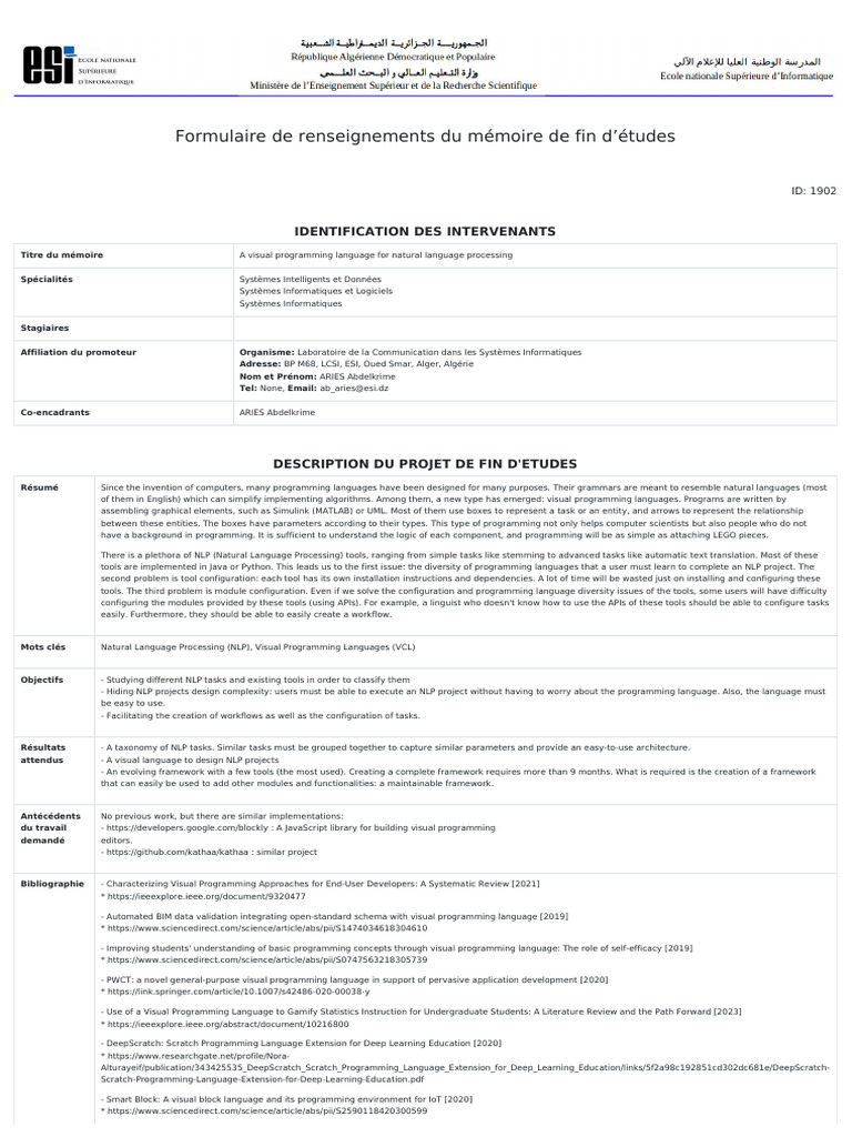 FICHE_PFE_1902 | PDF | Computer Programming | Programming Language