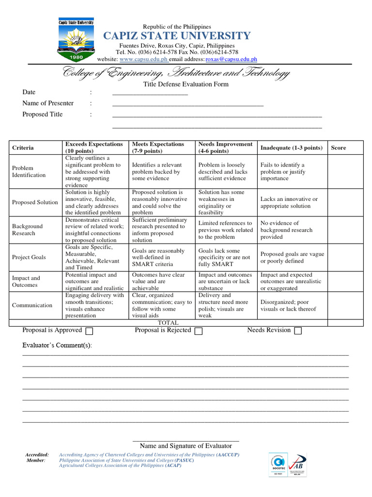 B Concept - Title Presentation Evaluation Form | PDF | Evaluation | Cognition