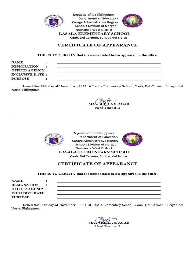 Certificate of Appearance | PDF | Philippines