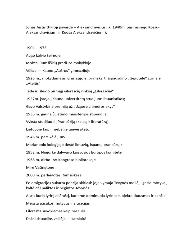 Jonas Aistis-Aleksandravičius | PDF