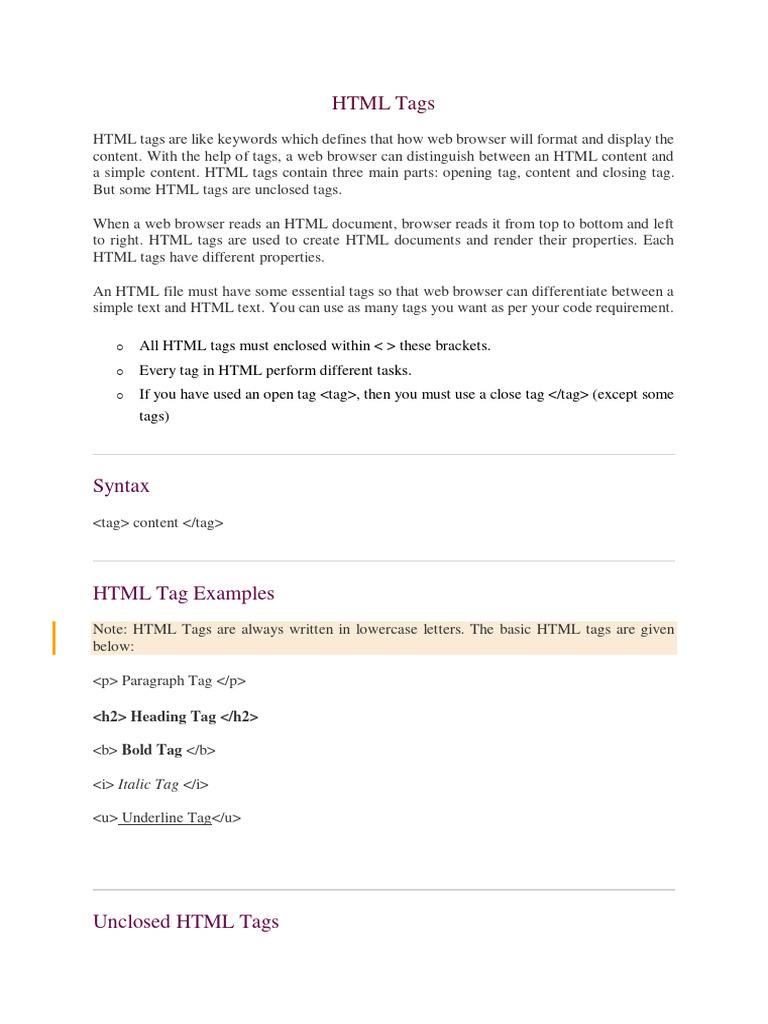 Web Designing Unit-2 | PDF | Html Element | Html
