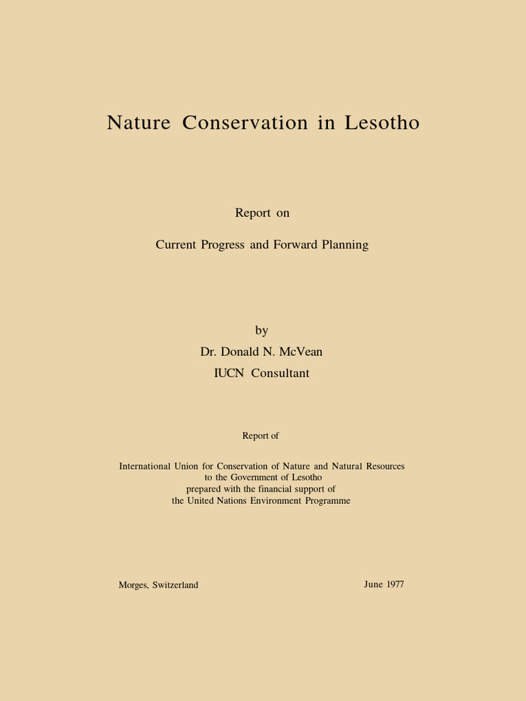 Nature Conservation in Lesotho: Report On Current Progress and Forward ...