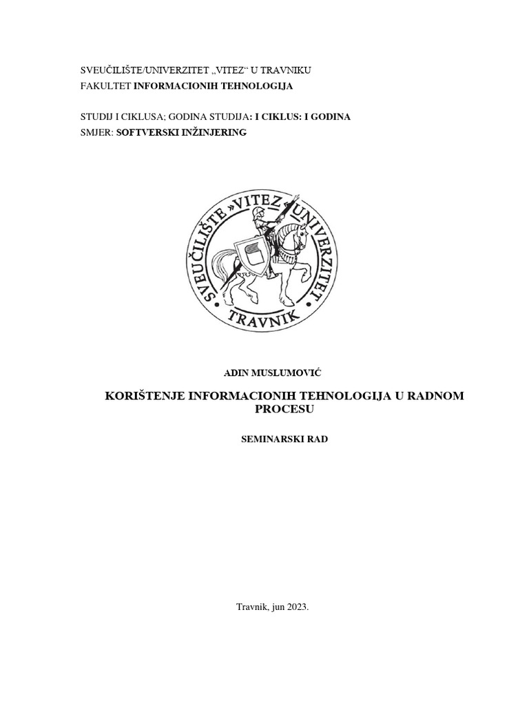 Koristenje Informacionih Tehnologija U Radnom Procesu | PDF