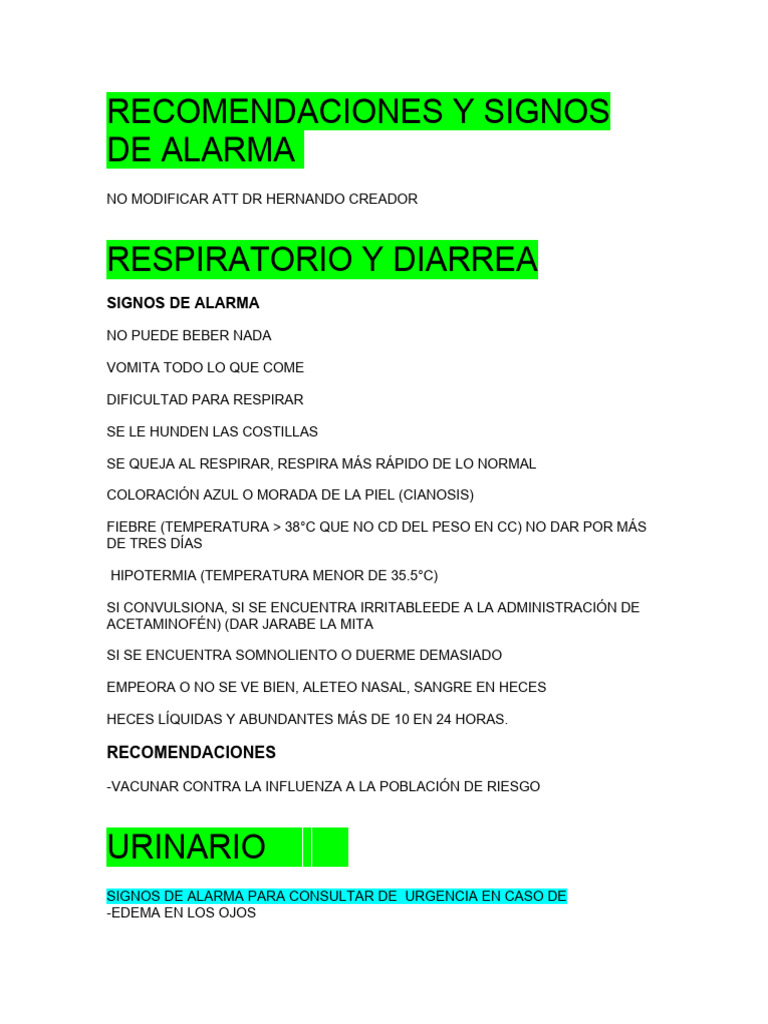 Recomendaciones y Signos de Alarma | Descargar gratis PDF ...