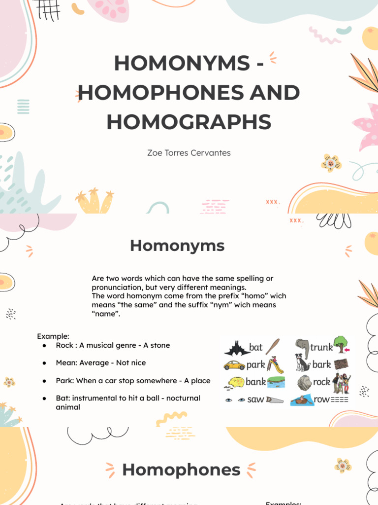Homonyms, Homophones and Homographs | PDF | Language Arts & Discipline ...
