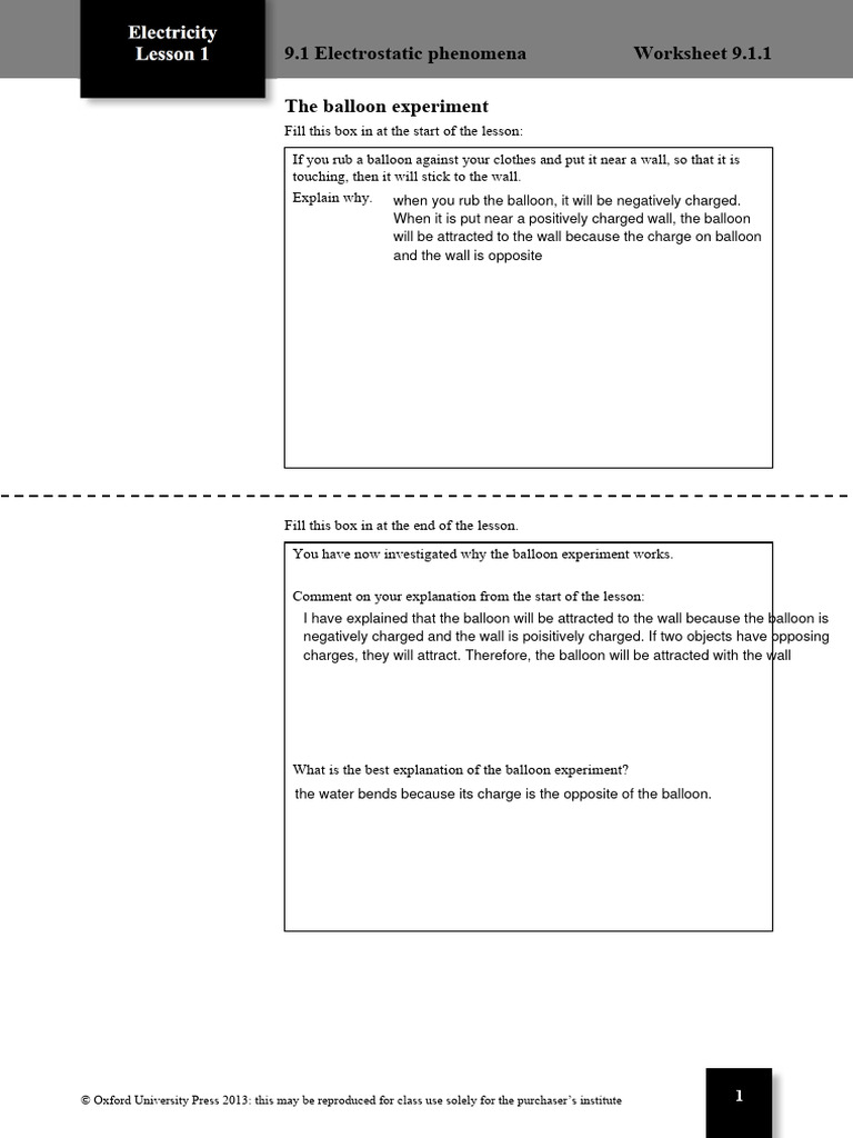 Physics Worksheet | PDF | Electric Charge | Atoms