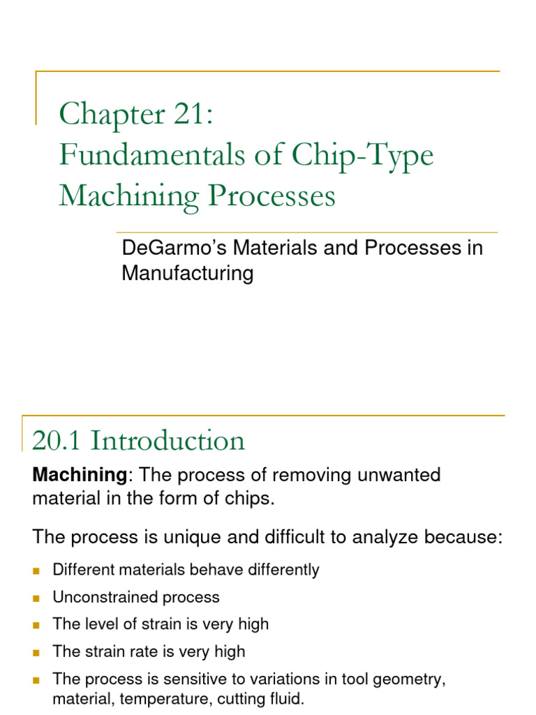 Ch21- 20 Fundamentals of Machining | PDF | Machining | Horsepower