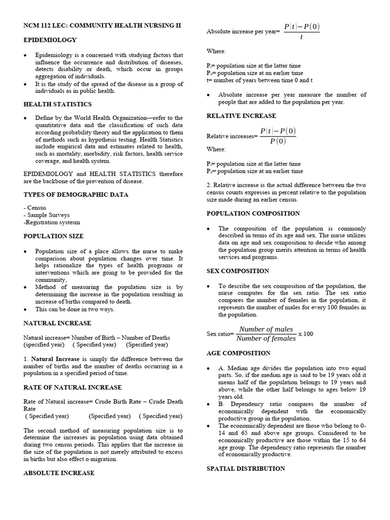 NCM 112 LEC Lesson 2 | PDF | Mortality Rate | Epidemiology
