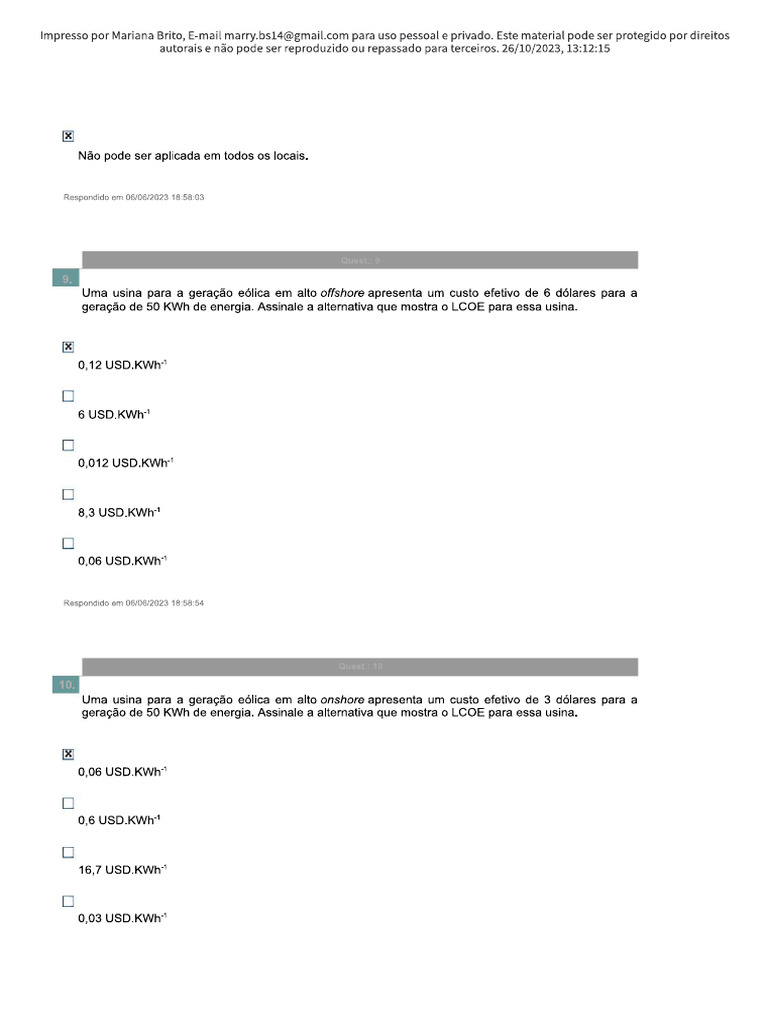 Prova Av1 Sistema de Energ3ia Renovaveis2130 | PDF