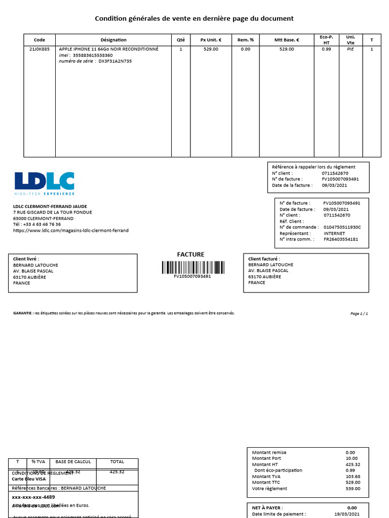 LDLC OK 12 Pro Max | PDF | Facture | Taxe sur la valeur ajoutée