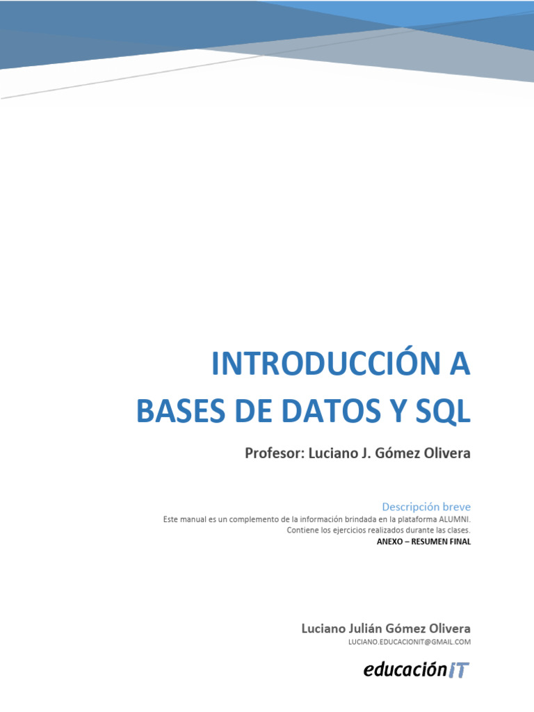 ANEXO - INSTRUCCIONES SQL | PDF | SQL | Modelo de datos