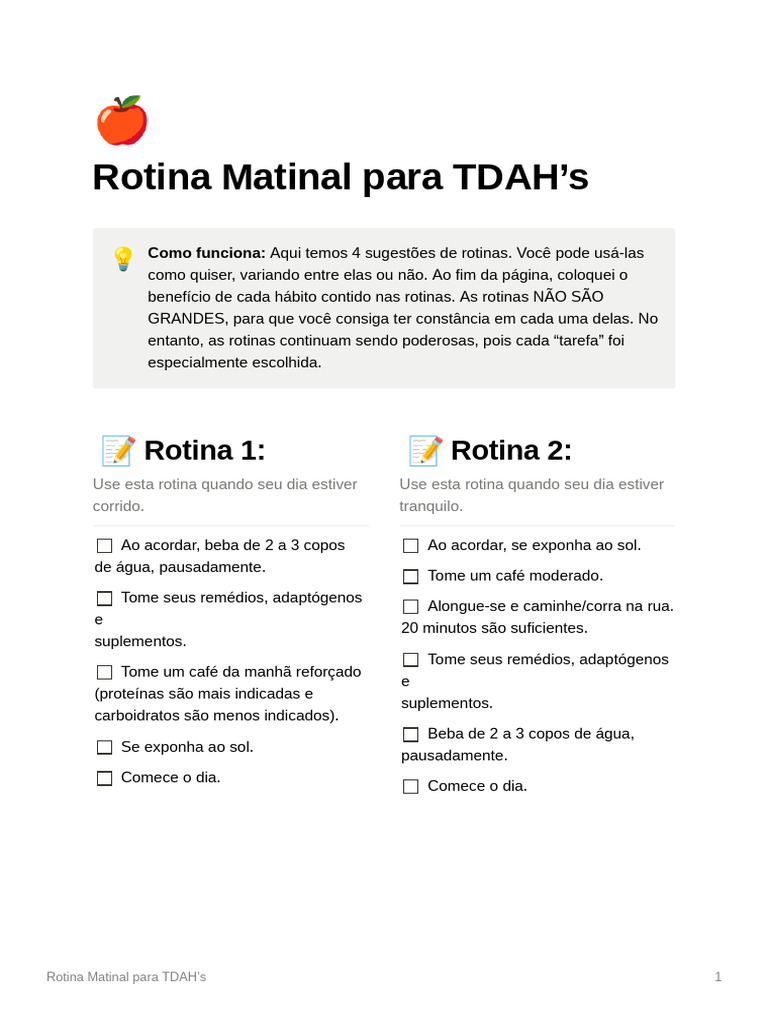 Rotinas Matinais para TDAH | PDF | Dormir
