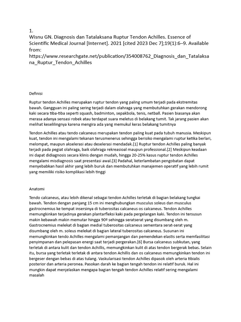 Ruptur Tendon Achilles | PDF